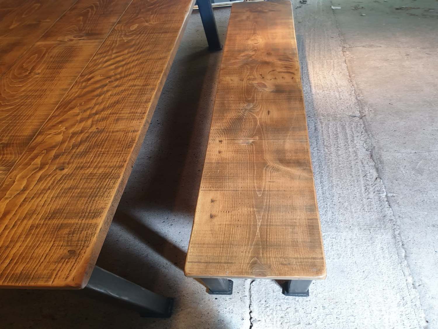 Industrial Metal Leg Rustic Bench | Tom Marsh